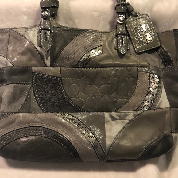 Coach | Bags | Coach Gray Patchwork Tote | Poshmark
